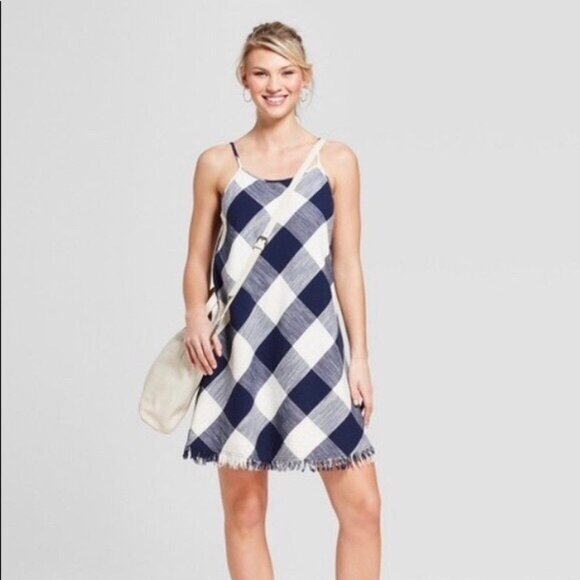 Universal Thread | Dresses | Universal Thread Blue White Plaid Mini ...